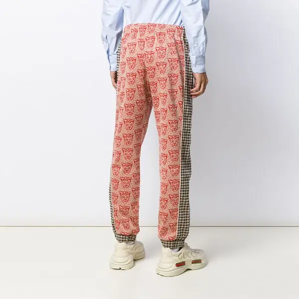 Gucci Houndstooth Cat Print Track Pants - Orange