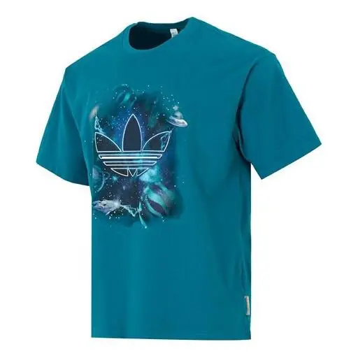 Adidas Originals Y2k Tee 4 Element Large Logo Printing Athleisure Casual Sports Short Sleeve Couple Style Green - Multi-color