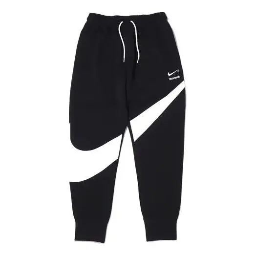 Nike Large Logo Casual Knit Splicing Embroidered Sports Pants/trousers/joggers Autumn - Black