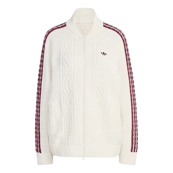 Adidas Archive Knit Track Top - Off White/red