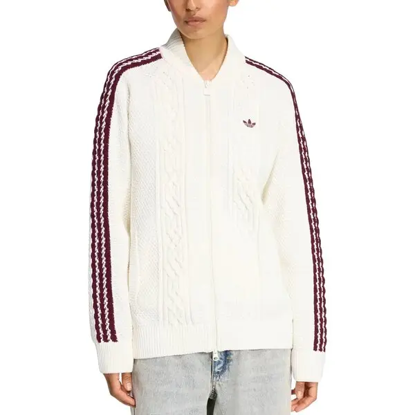 Adidas Archive Knit Track Top - Off White/red