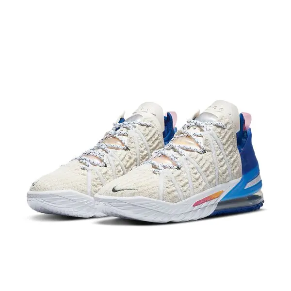 Nike Lebron 18 'los Angeles Day' Basketball Sneakers - White/blue