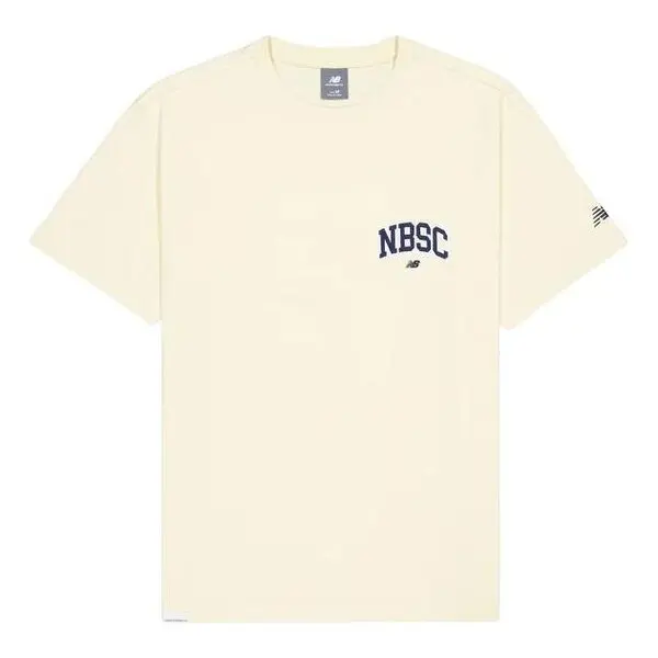 NEW BALANCE Small Nbsc Graphic T-shirt Asia Sizing 'beige Navy - Beige/navy
