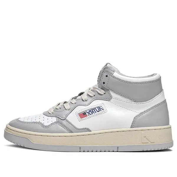 AUTRY Medalist Mid Leather Sneakers - White/grey
