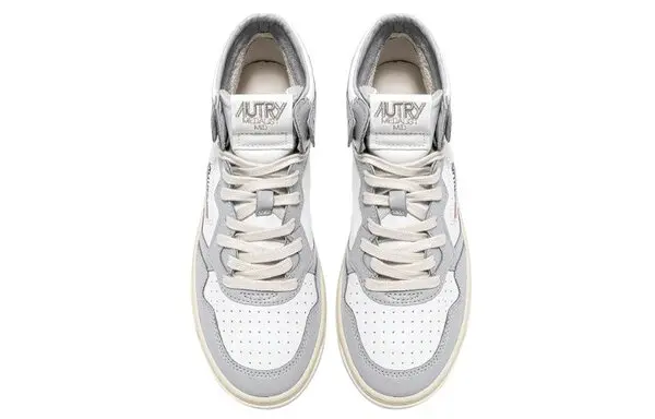 AUTRY Medalist Mid Leather Sneakers - White/grey