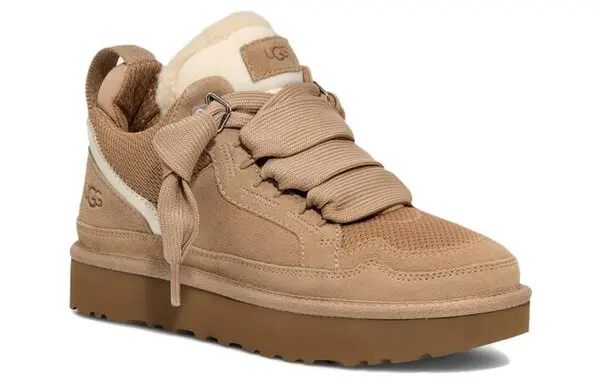 UGG Lowmel Canvas Mesh And Suede Lace-up Casual Shoes - Sand