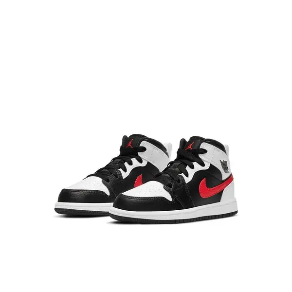 JORDAN 1 Mid Sneakers - Black/chile Red/white