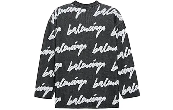 Balenciaga 3d Scribble Crewneck Cotton Knit