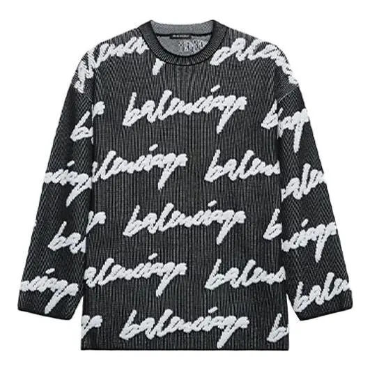 Balenciaga 3d Scribble Crewneck Cotton Knit - Black