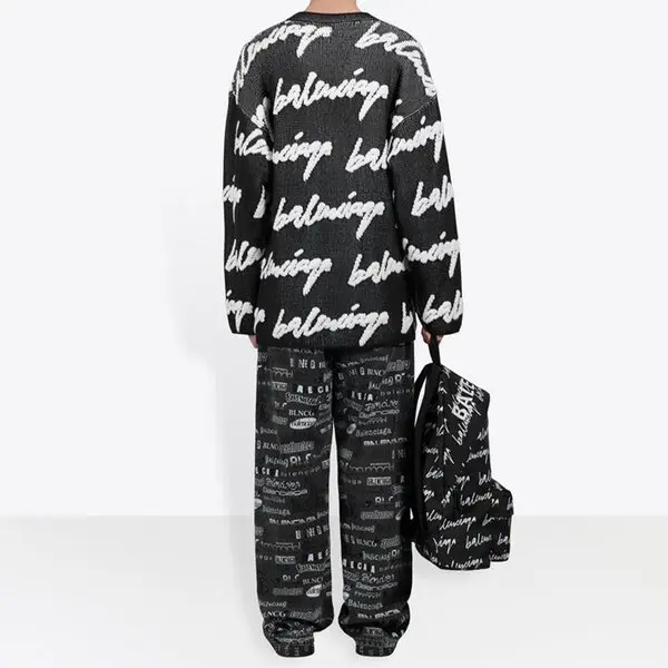 Balenciaga 3d Scribble Crewneck Cotton Knit