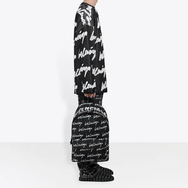 Balenciaga 3d Scribble Crewneck Cotton Knit