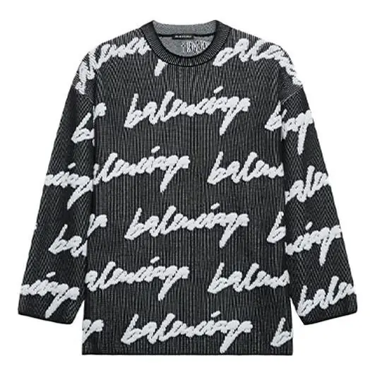 Balenciaga 3d Scribble Crewneck Cotton Knit