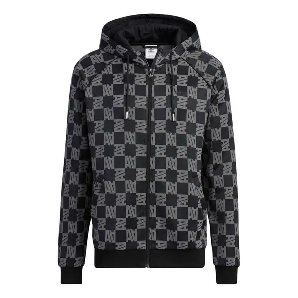 Adidas Monogrammed Zip-up Hoodie - Black/grey