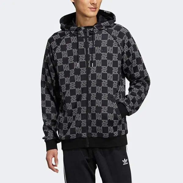 Adidas Monogrammed Zip-up Hoodie - Black/grey