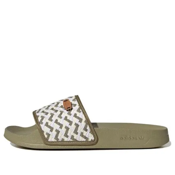 Adidas Originals Adilette Lite Slides - Olive Strata/white