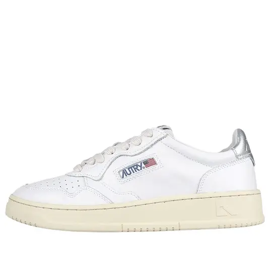 AUTRY Medalist Leather Low Top Sneakers - White/silver