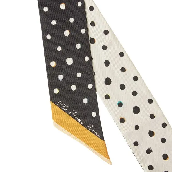 Fendi Ss26 Wrappy Falena Dots Silk Scarf 'black White - Black/white