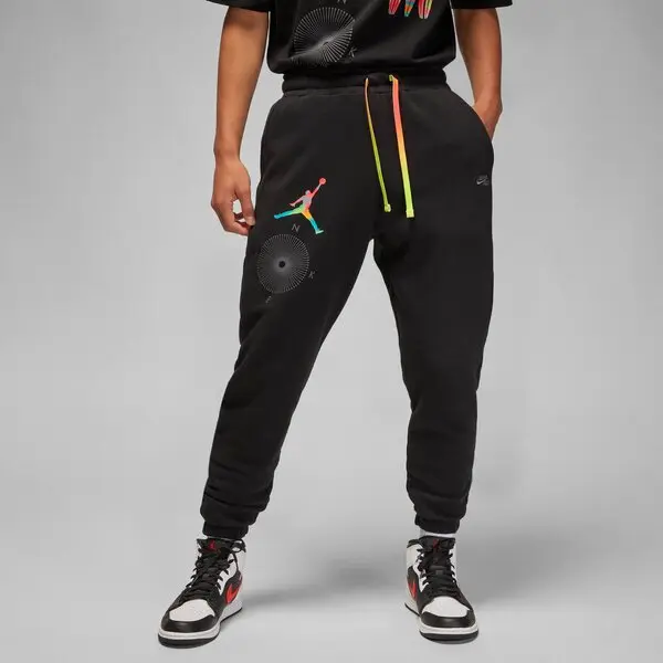 JORDAN Solid Color Word Embroidered Joggers/pants/trousers Black