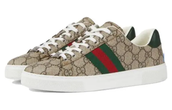 Gucci Ace Sneaker With Web Gg Supreme - Beige/ebony