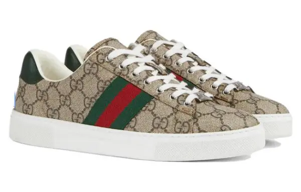 Gucci Ace Sneaker With Web Gg Supreme - Beige/ebony