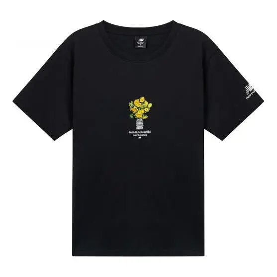 NEW BALANCE Naijel Series Flowers Printing Sports Round Neck Short Sleeve T-shirt - Black