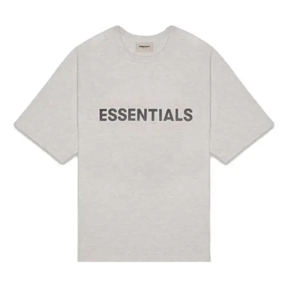 Fear Of God Fw20 Logo Tee 'heather Oatmeal - Grey/black