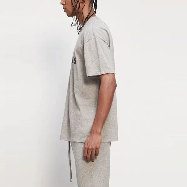 Fear Of God Fw20 Logo Tee 'heather Oatmeal - Grey/black