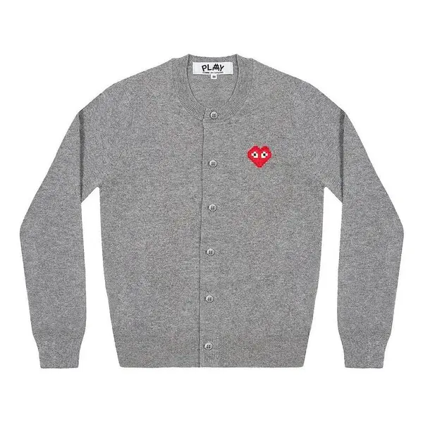 Play Comme Des Garcon Cardigan With Emblem Detail - Grey