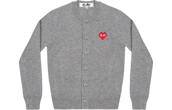 Play Comme Des Garcon Cardigan With Emblem Detail - Grey