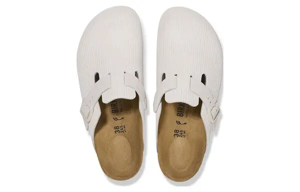 BIRKENSTOCK Boston Suede Leather Clogs - White
