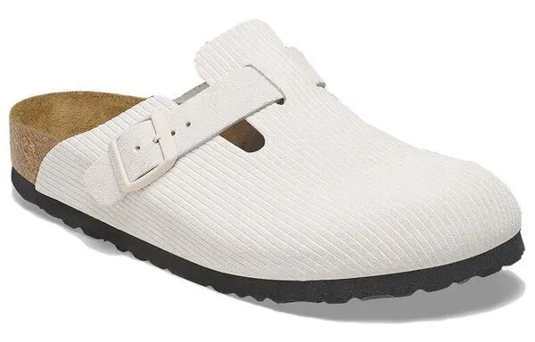 BIRKENSTOCK Boston Suede Leather Clogs - White