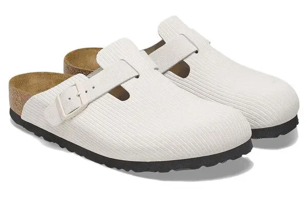 BIRKENSTOCK Boston Suede Leather Clogs - White