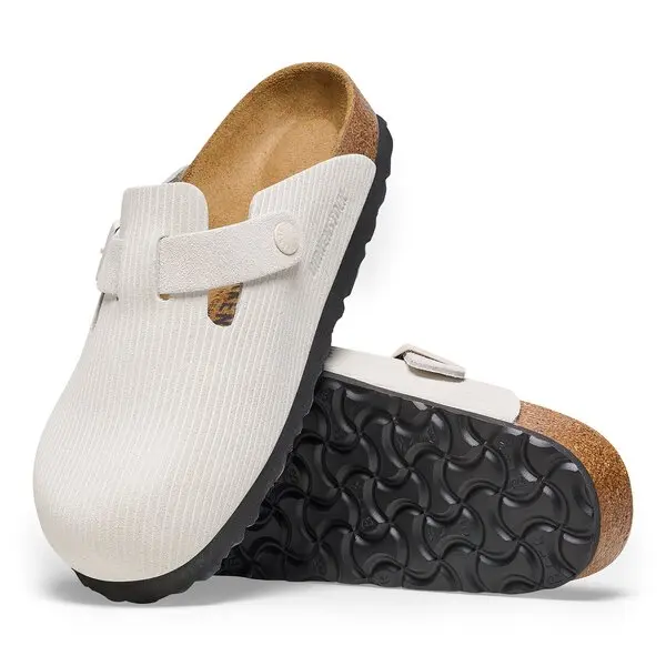 BIRKENSTOCK Boston Suede Leather Clogs - White