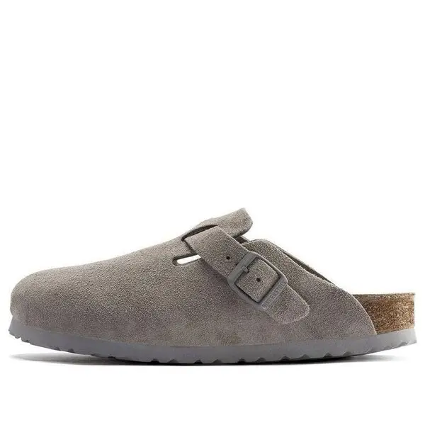 BIRKENSTOCK Boston Soft Footbed Suede Clogs - Stone Coin