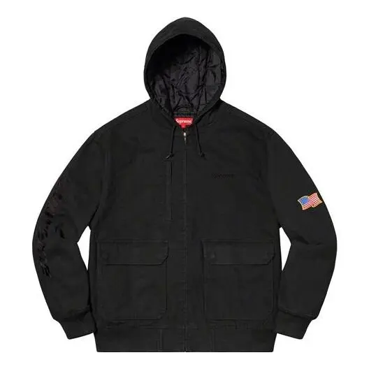 Supreme Canvas Hooded Work Jacket - Black