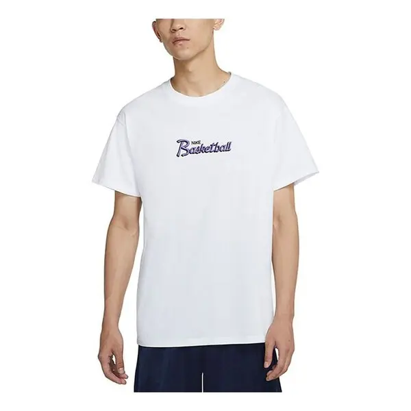 Nike Basketball Alphabet Embroidered Sports Round Neck Short Sleeve - White