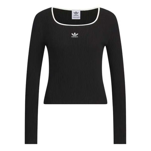 Adidas Ribbed Long Sleeve Sweater - Black/white