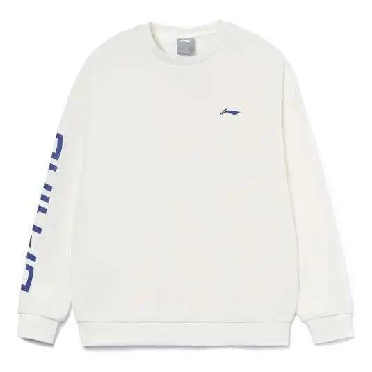 LI-NING Training Series Fleece Pullover - White/blue