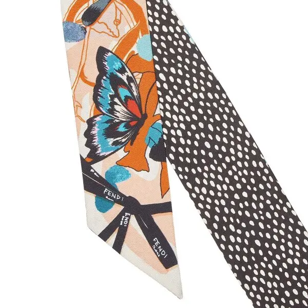 Fendi Ss26 Wrappy Silk Narrow Scarf - Orange