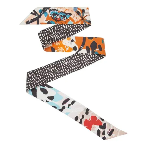 Fendi Ss26 Wrappy Silk Narrow Scarf - Orange
