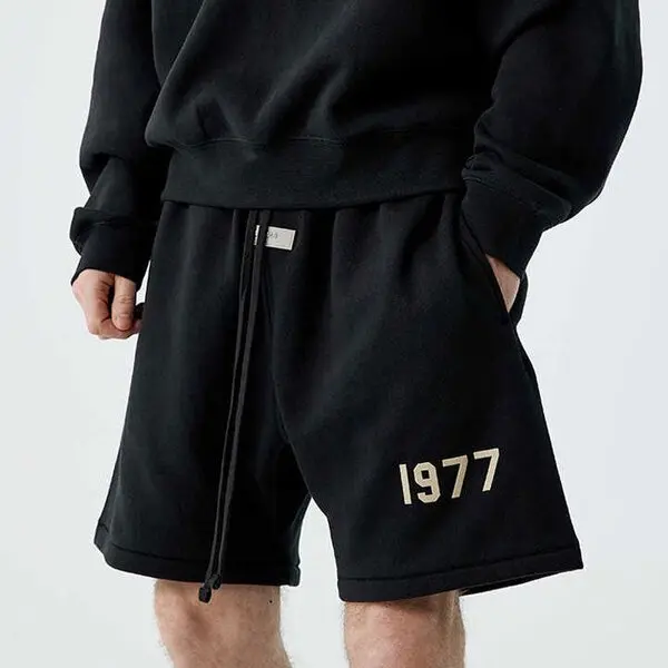 Fear Of God Ss22 Faded Black Fleece Shorts With Drawstring And Logo Detail