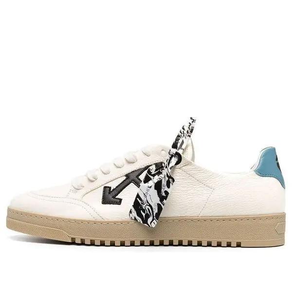 Off-White Lace-up Sneakers With Spliced Detailing - White/blue/tan