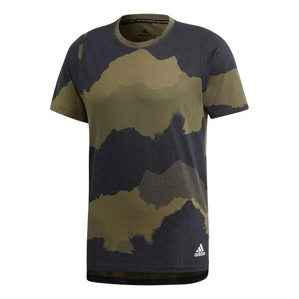 Adidas Fl_tec Gf Cam Camouflage Casual Sports Breathable Short Sleeve - Black