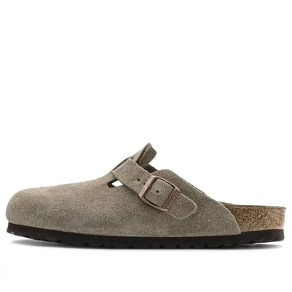 BIRKENSTOCK Suede Leather Clogs - Tan/black