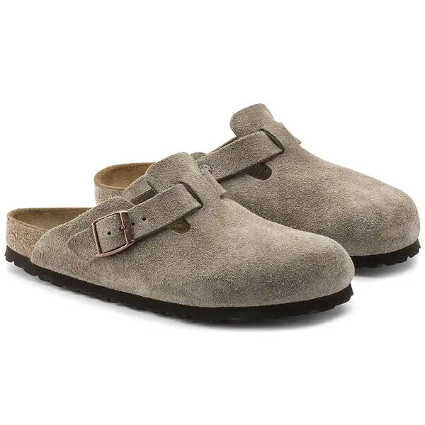 BIRKENSTOCK Suede Leather Clogs - Tan/black