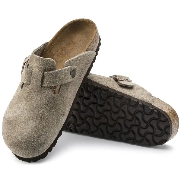 BIRKENSTOCK Suede Leather Clogs - Tan/black