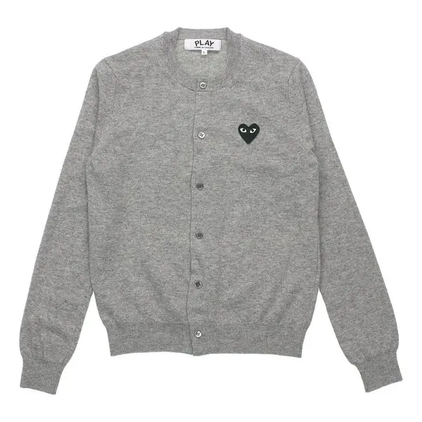 Play Comme Des Garcon Heart Appliqué Cardigan - Grey