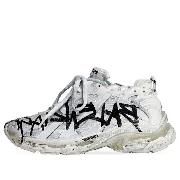 Balenciaga Runner Graffiti Sneakers - White/black