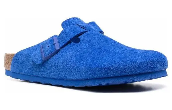 BIRKENSTOCK Boston Suede Leather Clogs - Blue