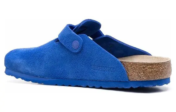 BIRKENSTOCK Boston Suede Leather Clogs - Blue
